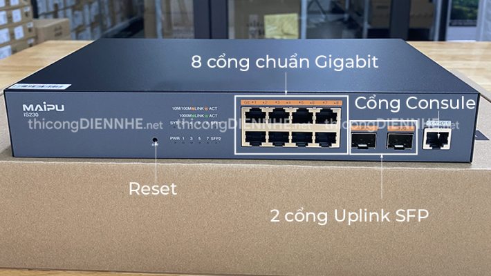 Maipu IS230-10TF-AC Switch Managed 8 cổng 10/100/1000M, 2 cổng SFP Gigabit